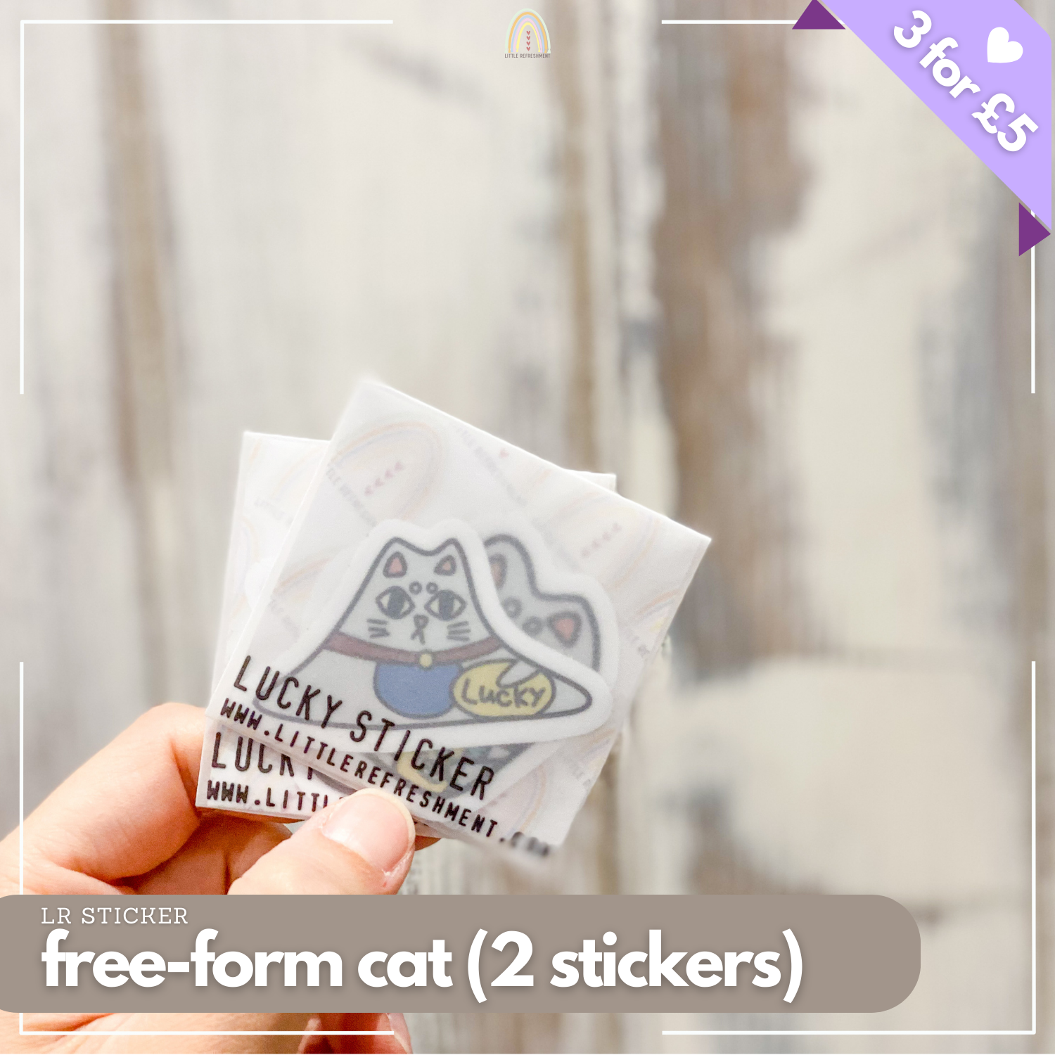 Freeform Blessing Lucky Cat (2 stickers) | Original Design Blessing St ...